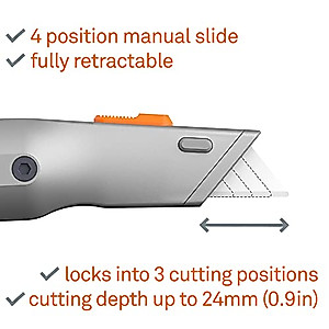Slice Metal-Handle, 1 Utility Knife, Manual Blade Stays in Position