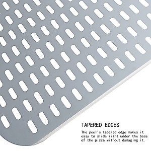 Komista Perforated Professional Aluminum Pizza Peel, 12x14 inch Hard-Anodized Blade, Fully Aluminum Alloy, Easy to Clean and Very Durable, Extra Strong and Smooth…