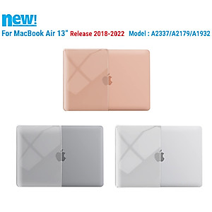 IBENZER Compatible with 2022 2021 2020 MacBook Air 13 inch case M1 A2337 A2179 A1932, Hard Shell Case&Keyboard Cover&Screen Film for Mac Air 13 with Touch ID, Crystal Clear, AT13CYCL+2