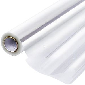 PerkHomy Clear Cellophane Wrap Roll 17.5" x 125' 3Mil Thick Cellophane For Gift Basket Treats Goodie Wrapping Craft Flower Bouquet Plastic (Clear, 17.5"W × 125'L)