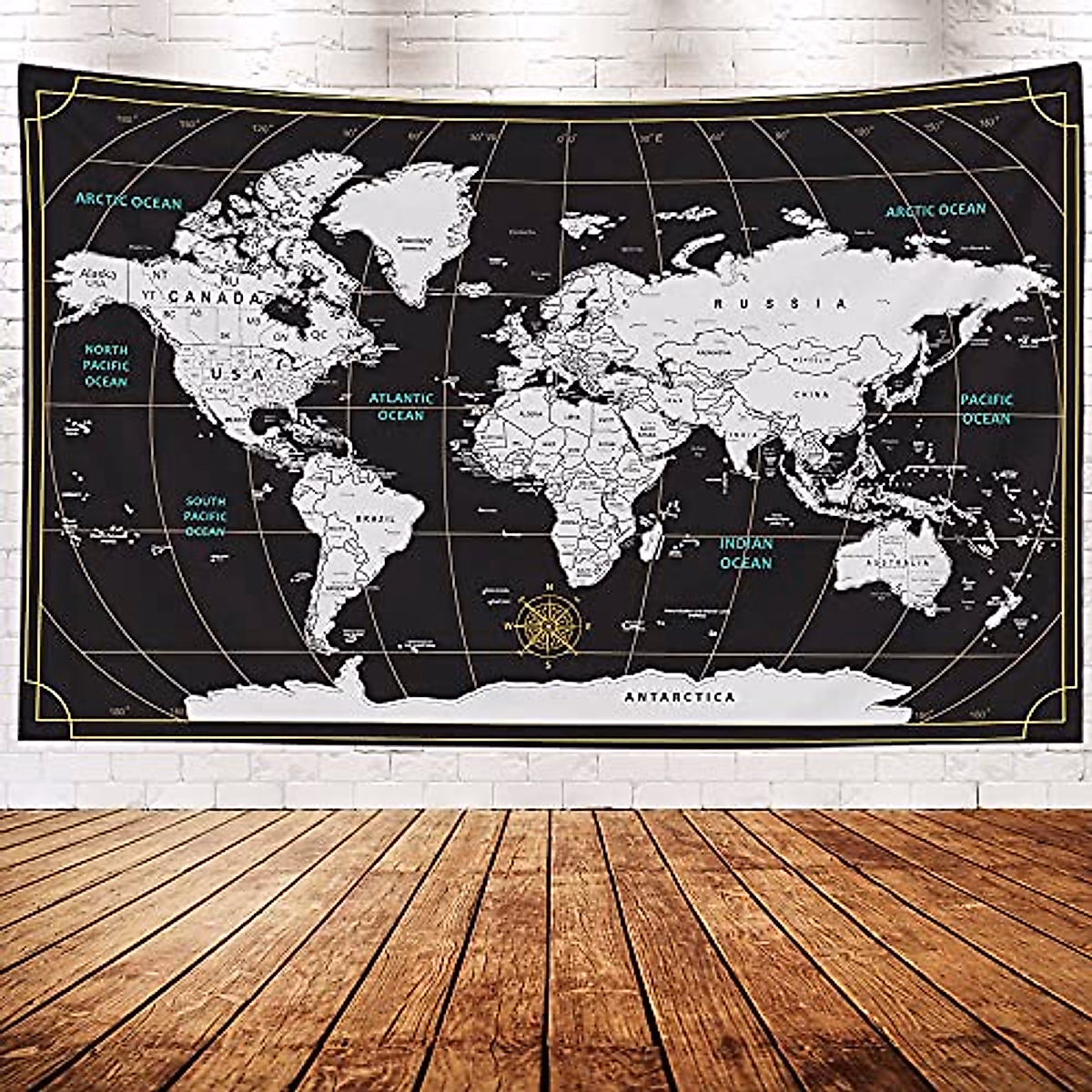 CAPSCEOLL World Map Tapestry Wall Tapestry World Geographical Distribution Tapestry for Men 80X60 Inches