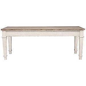 Signature Design by Ashley Skempton Farmhouse Storage Bench, White & Light Brown
