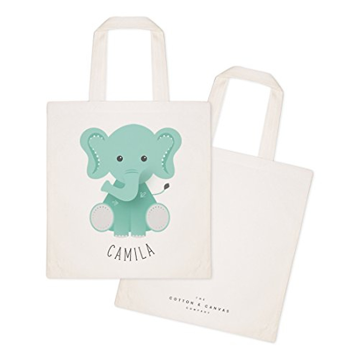 The Cotton & Canvas Co. Personalized Elephant Beach, Shopping and Travel Resusable Shoulder Tote and Handbag for Kids, Teens and Adults