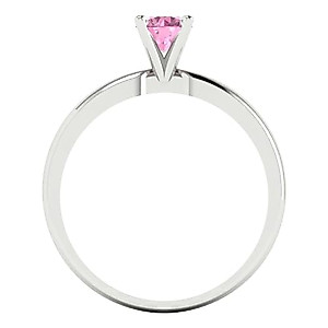 Clara Pucci 0.50 ct Round Cut Solitaire Pink Simulated Diamond Engagement Bridal Promise Anniversary Ring in 18K White Gold Size 10