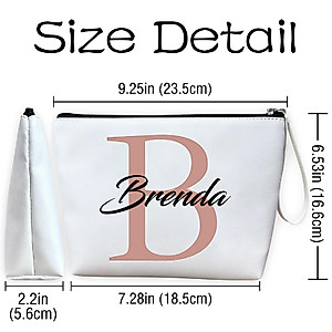 ubmpj Personalized Makeup Bag PU Leather Waterproof Custom Monogrammed Cosmetic Bag with Inner Pocket Gift for Wedding Birthday Christmas Bride Bridesmaid Friends