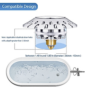 Universal Bathtub Stopper Tub Drain with Hair Catcher,2 in 1 Pop Up Bath Tub Drain Plug and Cover | Anti-Clog Bathtub Drain Cover | Drain Filter Jugs for US Standard 1.40"-1.80" Drain Hole