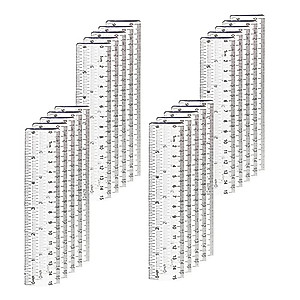 Chris.W 20 Pack Clear Plastic Ruler 6 Inch Straight Ruler Flexible Ruler with Inches and Metric for School Classroom, Home, or Office (Clear)