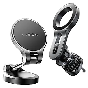 LISEN for MagSafe Car Mount & Strongest Magnetic Car Mount 360° Rotatable Dash Cell Phone Holder Car