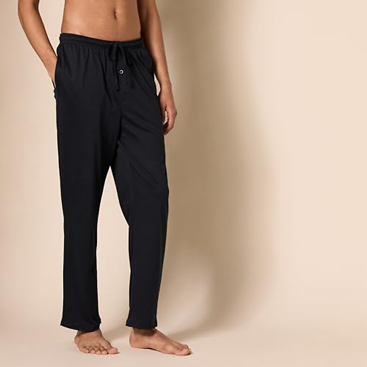 Amazon Essentials Men's Cotton Knit Pajama Pant, Black, Large
