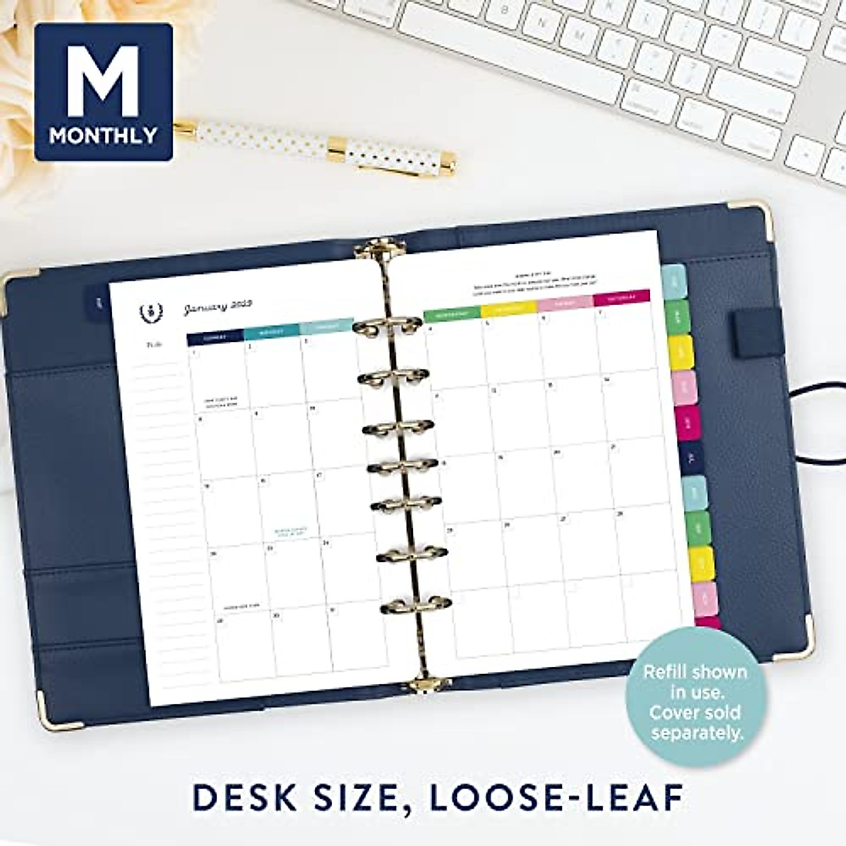 AT-A-GLANCE 2023 Monthly Refill, Simplified by Emily Ley, 5-1/2" x 8-1/2", Desk Size, Monthly Tabs (EL100-4211)