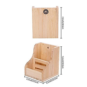 ZARYIEEO Rabbit Hay Feeder, Wooden Grass & Food 2 in 1 Double Use Dispenser, Wood Rack Manger Holder for Bunny Guinea Pig Chinchilla, Less Wasted Indoor Bowl Small Animal Pet-self Feeding Bin