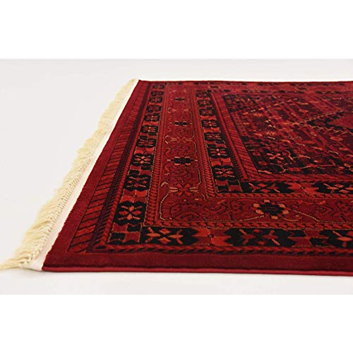 Unique Loom Tekke Collection Area Rug - Sheibani (6' 1" x 9' Rectangle, Red/ Black)