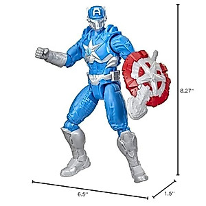 Marvel Avengers Mech Strike Monster Hunters Captain America Toy, 6-Inch-Scale Action Figure with Accessory, Toys for Kids Ages 4 and Up