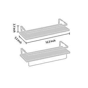 Coral Flower Floating Wall Mounted Shelves for Kitchen, Bathroom,Set of 2, 16.1inch, Carbonized Black