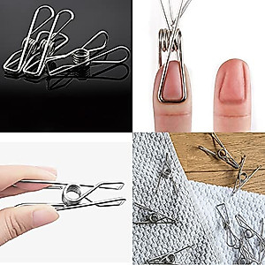 40 Pack Stainless Steel Clothes Pins, Stainless Steel Laundry Hanging Clothesline Clips Clothes Pegs for Washing Line Clothes Pegs Strong Card Pegs Metal Clips Fabric Clips for Clothes, Paper Files