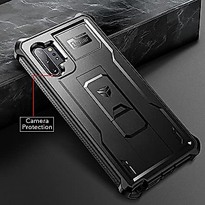 Dexnor for Samsung Galaxy Note 10+ Plus Case, [Built in Screen Protector and Kickstand] Heavy Duty Military Grade Protection Shockproof Protective Cover for Samsung Galaxy Note 10 Plus Black