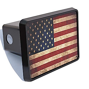Rogue River Tactical USA American Flag Trailer Hitch Cover Plug US Patriotic Vintage Rustic Flag