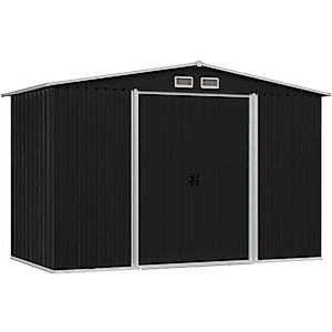 vidaXL Garden Storage Shed Outdoor Yard Patio Home Garage Storing Tools Lawn Care Equipment Household Item Building House Anthracite Steel