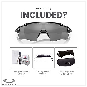 Oakley Radar EV Path OO9208 920852 38MM Polished Black/Prizm Black Shield Sunglasses For Men + BUNDLE Accessory Leash Kit + BUNDLE with Designer iWear Eyewear Kit