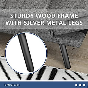 FONTOI Futon Sofa Bed Memory Foam Couch Sleeper Daybed Foldable Convertible Loveseat, Dark Gray