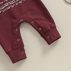 Infant Baby Girls Boys Christmas Outfits One Piece Long Sleeve Crew Neck Letter Sweatshirt Romper Playsuit Clothes (Red, 0-3 Months)