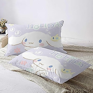 Qinar Cinnamoroll Bedding Twin Size Kawaii Cartoon Puppy Super Soft Comforter Set for Kids Adult Microfiber Duvet Cover with Pillowcase Girls Teen Bedroom Bed Set