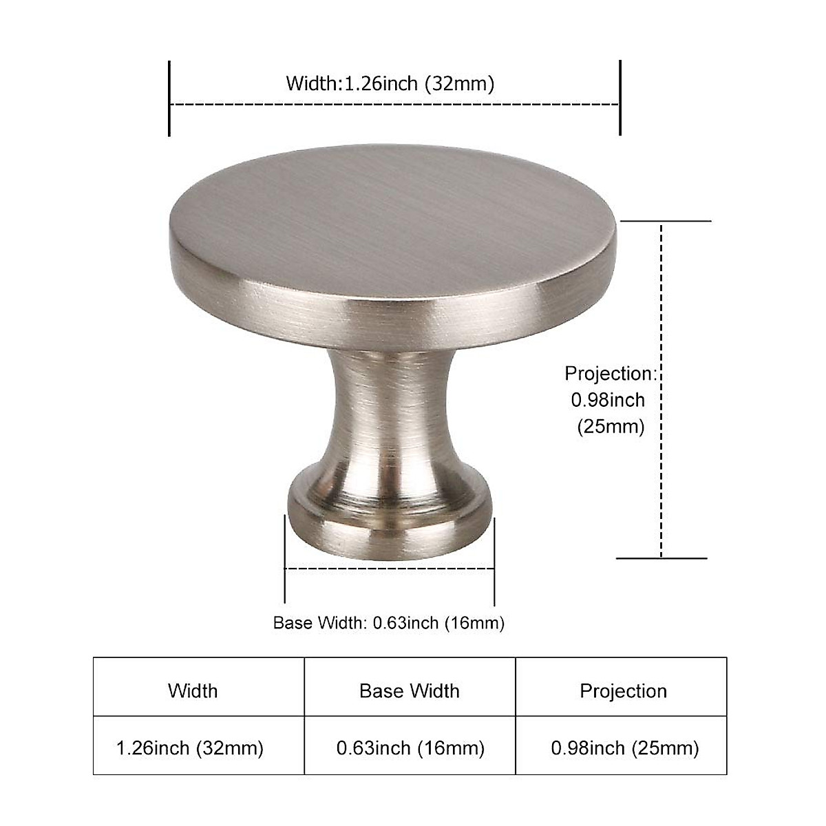 homdiy 25 Pack Brushed Nickel Cabinet Knobs, Solid Round Drawer Knobs, Modern Kitchen Cabinet Hardware for Bedroom Dresser, Cupboard, Drawers