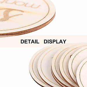 Tomaibaby Baby Monthly Milestone Cards 12pcs, 10x10x0.3cm Round Numbers Shower Gift Wooden Baby Birth Announcement Card Record Month Set Discs Photography Props - Round English Letter