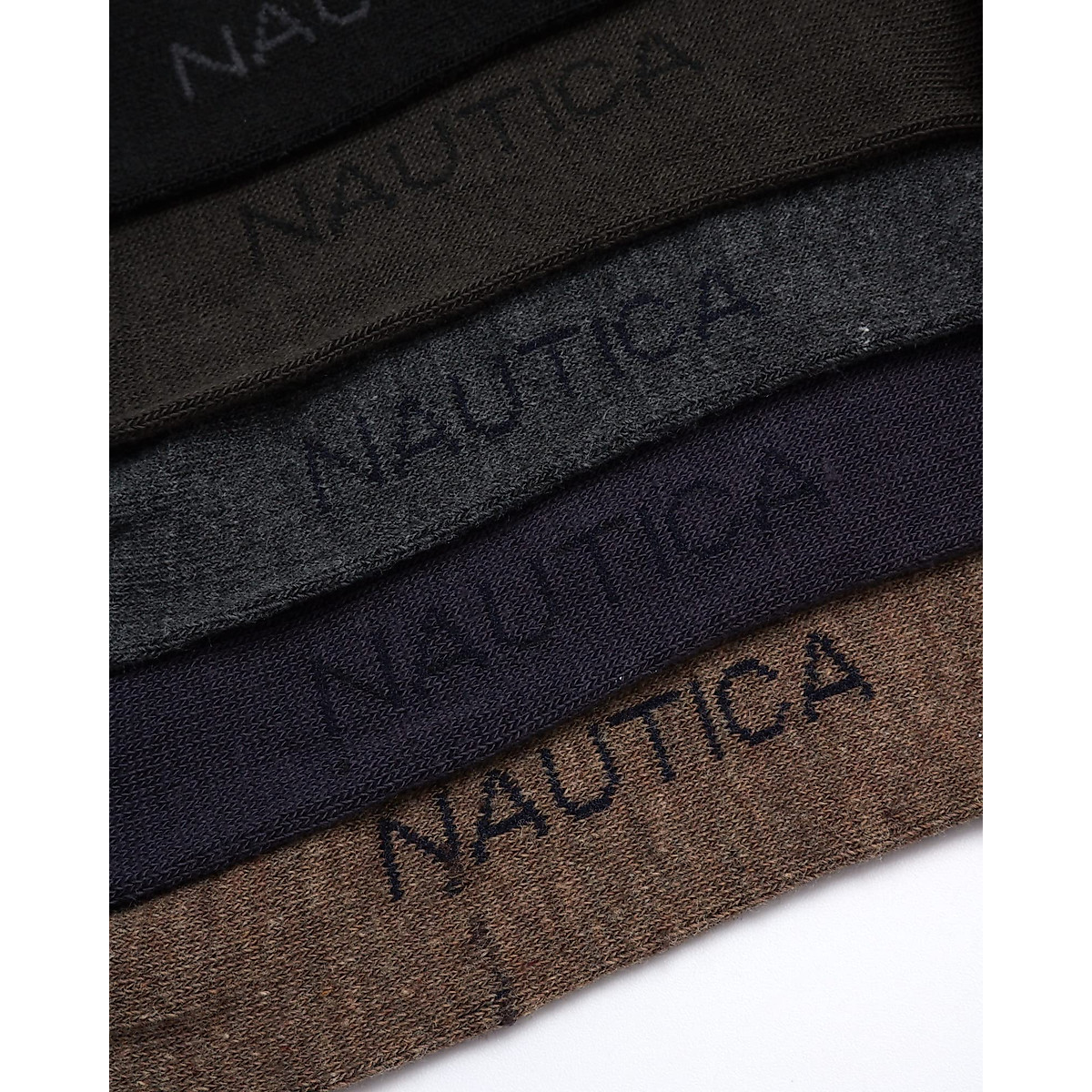 Nautica Men's Dress Socks - Solid Crew Socks (10 Pack), Size 6-12.5, Khaki/Navy/Black