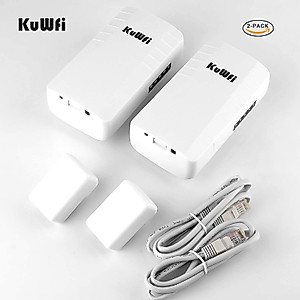 KuWFi Wireless WiFi Bridge Outdoor CPE Kit Point to Point 2.4G 300Mbps Waterproof Long Range WiFi Extender with Ethernet Port