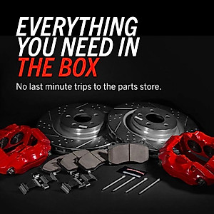 Power Stop KC7228 Z23 Evolution Front and Rear Brake Kit-Drilled/Slotted Rotors, Carbon Ceramic Brake Pads & Calipers