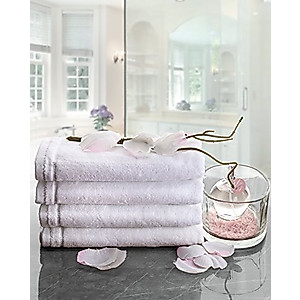 Monogrammed Towels Fingertip, Personalized Gift, 11 x 18 Inches - Set of 4- Silver Embroidered Towel - Extra Absorbent 100% Cotton- Soft Velour Finish - For Bathroom/ Kitchen/ Spa- Initial C (White)