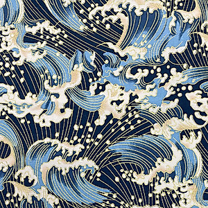 Cotton Fabric by The Yard, 0.55 Yard 58 Inch Wide Precut, 100% Cotton, Bronzing Design Floral Print Fabrics for Sewing Quilting Crafting (08- Design, Blue)