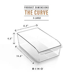 BINO | Plastic Storage Bins, X-Large | THE CURVE COLLECTION | Multi-Use Organizer Bins | Built-In Handle | BPA-Free | Pantry Organization | Home Organization | Fridge Organizer | Freezer Organizer