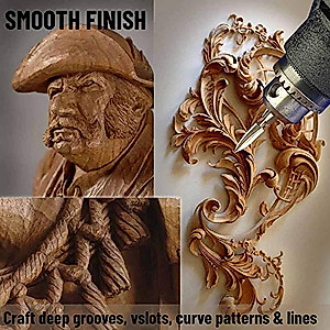 Wood Carving Tools, 5 PCS HSS Engraving Drill Bit Set Wood Crafts Grinding Woodworking Tool 1/8” Shank Universal Fitment for Rotary Tools