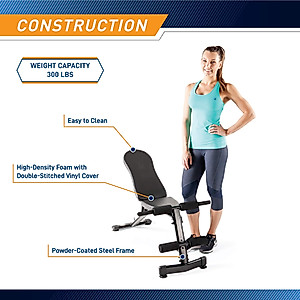 Marcy Multi-Purpose Adjustable Workout Utility Weight Bench for Full Body Upright, Incline, Decline, and Flat Exercise SB-228 , 42.00 x 26.00 x 48.00 inches, Black