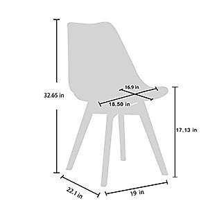 CangLong Modern Dining Chair Set, Soft Padded Shell Chair with Wood Legs for Kitchen, Dining, Bedroom, Living Room - Set of 4, White
