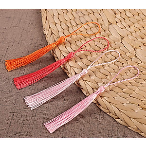 VEYLIN 100Pcs Small Craft Tassels, Handmade Mini Silky Bookmark Tassel with Loop for Jewelry Making (13cm/5.11 in)