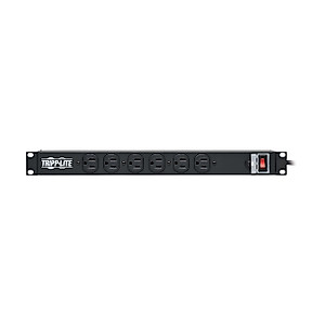 Tripp Lite 12-Outlet Rackmount PDU Power Strip, Network-Grade Front & Rear Facing Outlets, 15A, 120V, 15ft Cord with 5-15P Plug, Horizontal 1U Rack Mount, Lifetime Manufacturer's Warranty (RS-1215)
