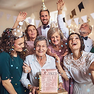 Vlipoeasn Pink 101st Birthday Anniversary Table Decoration 1923 Poster for Women, Rose Gold Back in 1923 Acrylic Table Sign with Wooden Stand, 101 Year Old Birthday Party Centerpieces Gift Supplies