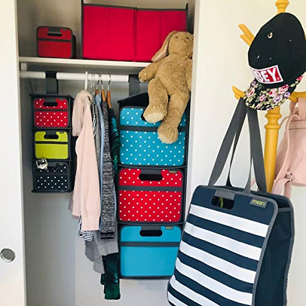 meori Small Collapsible Storage Bin, Fabric Storage Cube, with Dual Handles for Shelves, Small Storage Containers for Organizing