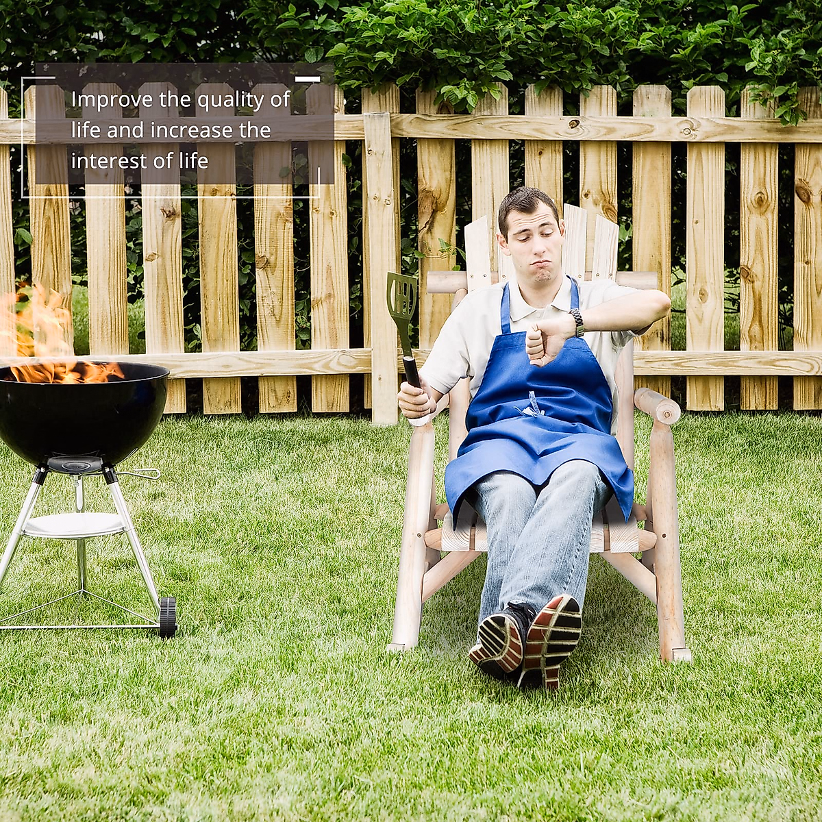 Outvita Wooden Rocking Chair, Fir Log Adirondack Rocker, Outdoor Wood Accent Furniture Lounge Chairs for Garden Patio Backyard Porch (Natural Finish)