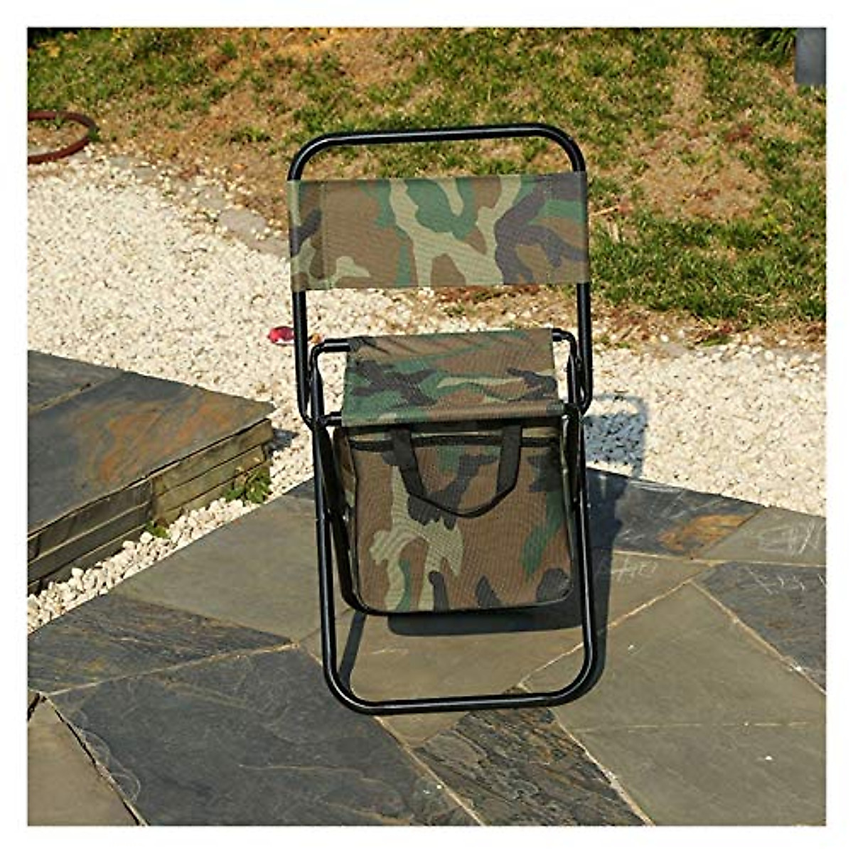 TRENTSNOOK Exquisite Camping Stool Portable Folding Camping Chair with Cooling Bag Compact Fishing Stool Camouflage Fishing Chair