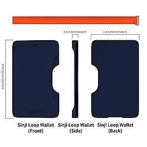 Sinjimoru Never Lose Your Cards Again! Silicone Card Holder with Loop, Finger Grip Strap for iPhone and Android Cell Phones ID Credit Card Wallet Sleeve for Phone Cases. Sinji Loop Wallet Navy 200