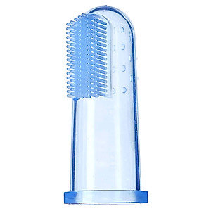 Brilliant Baby Finger Toothbrush - Silicone Gum Massager and Teether Brush for Infant-Toddler, 3 Months Old and Up, Blue/Clear, 2 Count