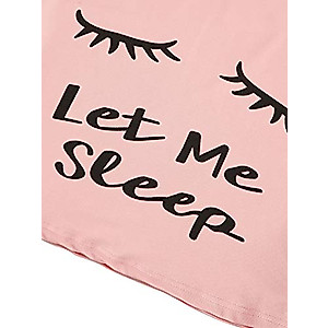 WDIRARA Women's Sleepwear Closed Eyes Print Tee and Shorts Cute Pajama Set Pink XS