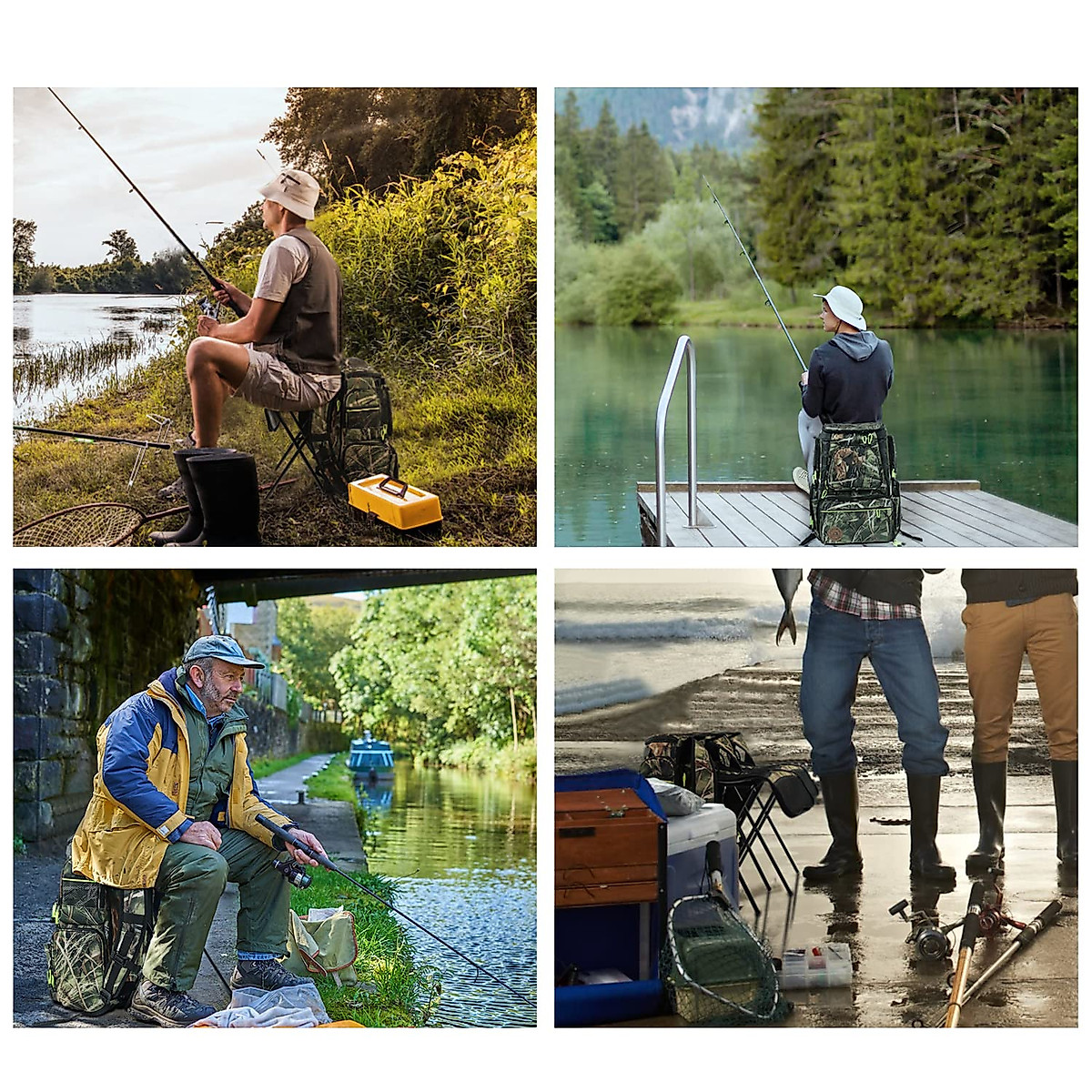 PLAY-KING Fishing Backpack Tackle Box Bag with Rod Holder Boxes 60L Foldable Fishing Chair, perfect for Outdoor, used by Men