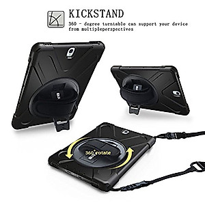 BRAECN for Samsung Galaxy Tab A 9.7 Case, Heavy Duty Shockproof 3-Layer Full Protection Rugged Hybrid Defender Armour for Samsung Tab A 9.7 Inch SM-T550/ P550-Kids Students Workmen Builders Case-Black
