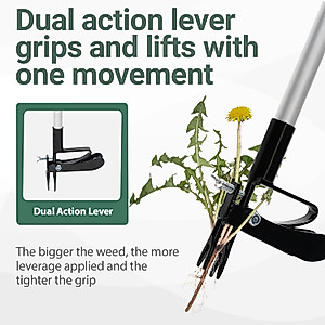 FarmHand WeederPro - Stand up Weed Puller with 42" Long Handle | Commercial Grade Handle with Powder Coated Steel Claw | Removes Weeds with No Bending No Kneeling