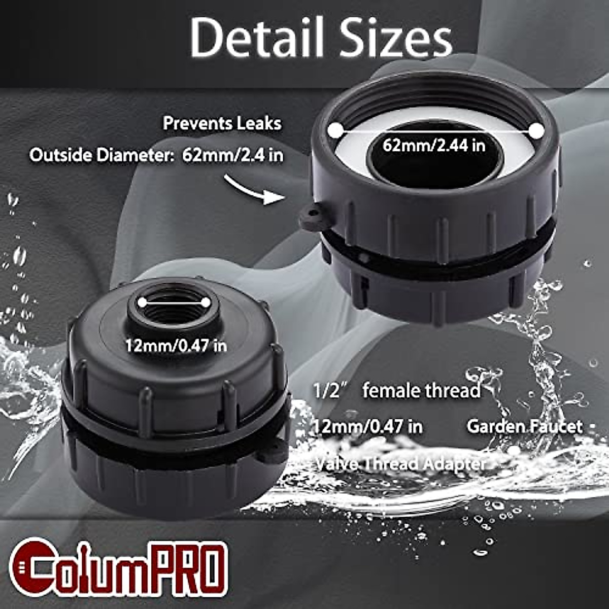 ColumPRO 275 330 Gallon IBC Tote Tank Adapter 2.44" Fine Thread+ Lead-Free Water Shut-Off Valve Faucet (Adapter2.44" Fine Thread Tote Valve )